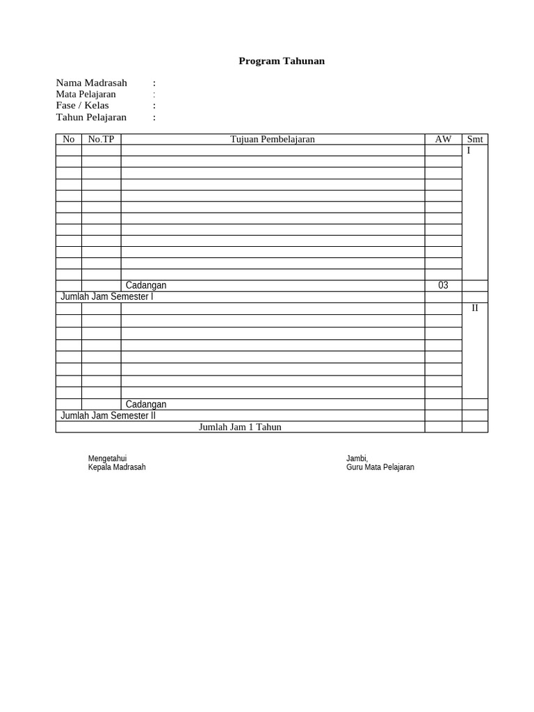 Program Tahunan Kurmer | PDF