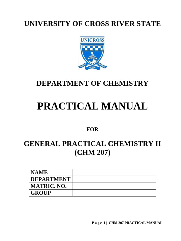 CHM 207 General Practical | PDF
