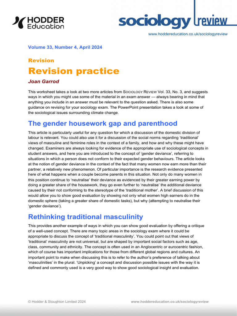 Sociology Review 33 4 Worksheet | PDF