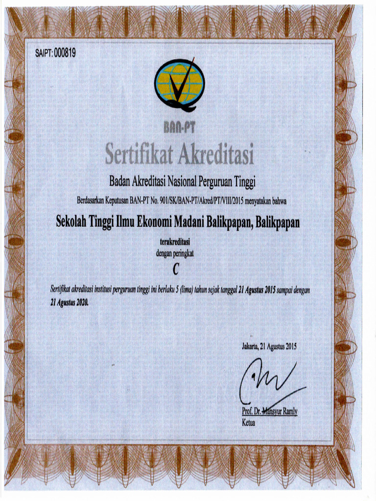 Sertifikat Institusi Kampus218 | PDF