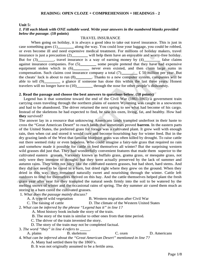 Reading Comprehension + Headings-2 | PDF