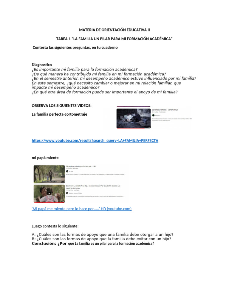 Tarea La Familia | PDF