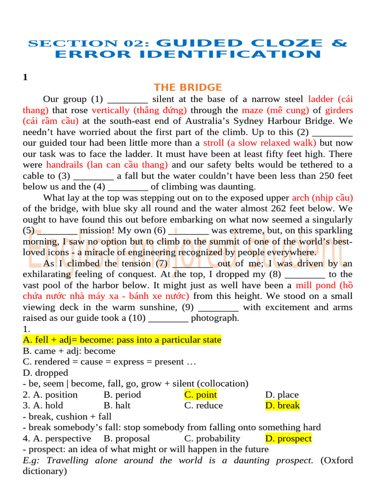 KEY To GUIDED CLOZE | PDF