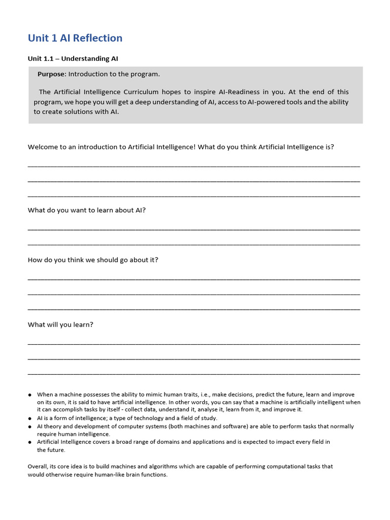 CHAPTER-1-AI Reflection, Project Cycle and Ethics | PDF