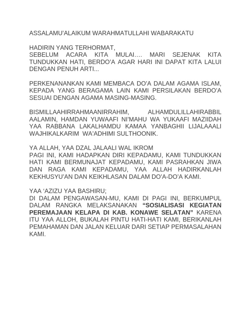 Doa Kegiatan Pertemuan | PDF