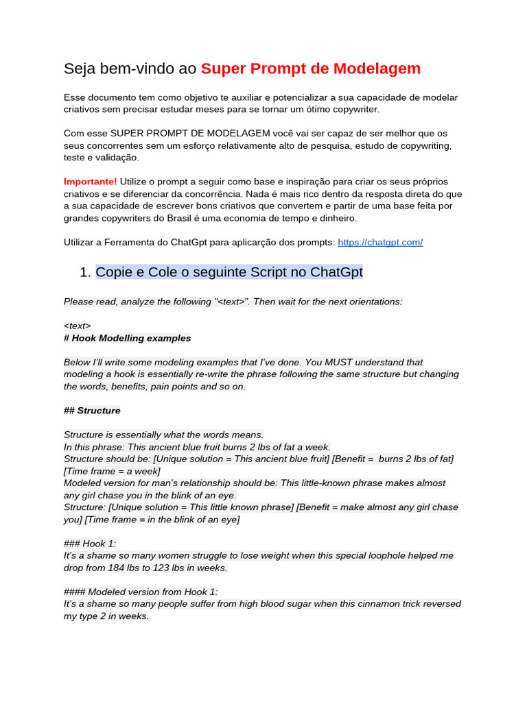 Super Prompt GPT de Modelagem Infinita | PDF