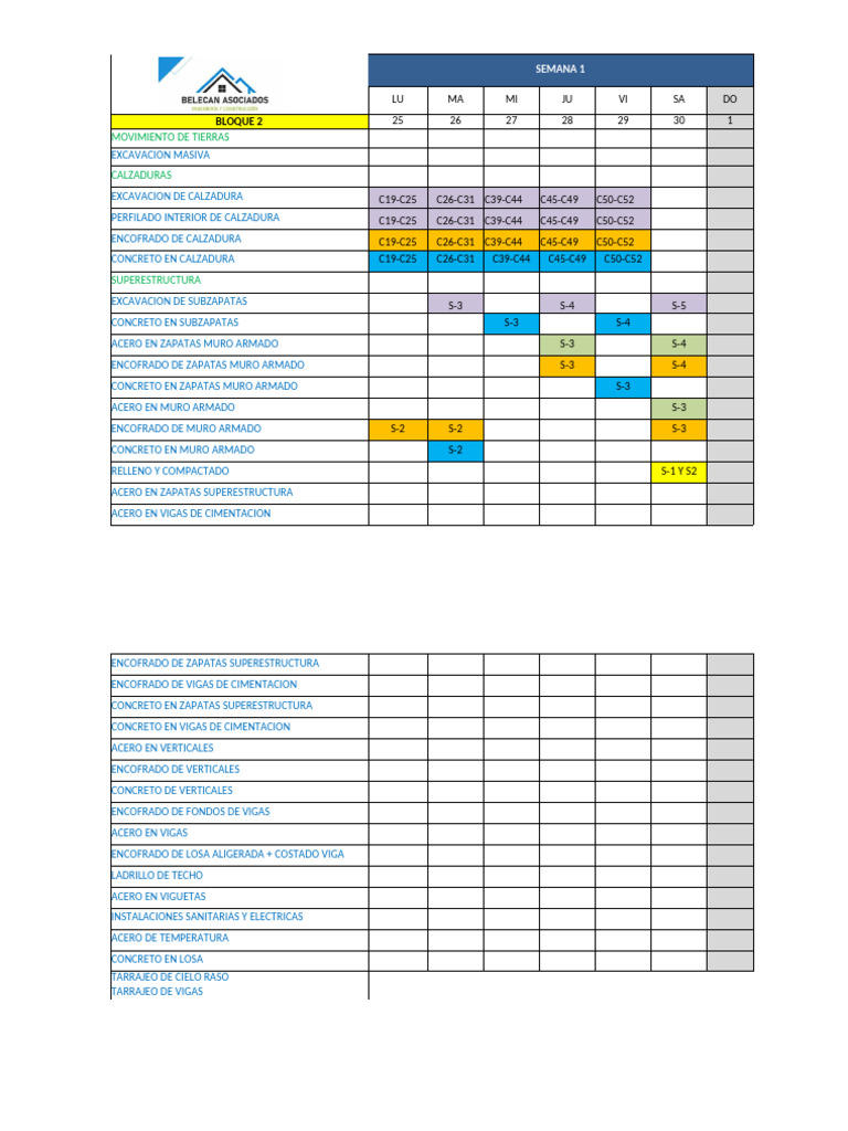 Programacion Semanal | PDF