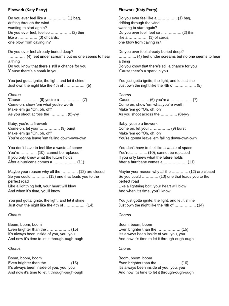 Katy Perry-Firework | PDF