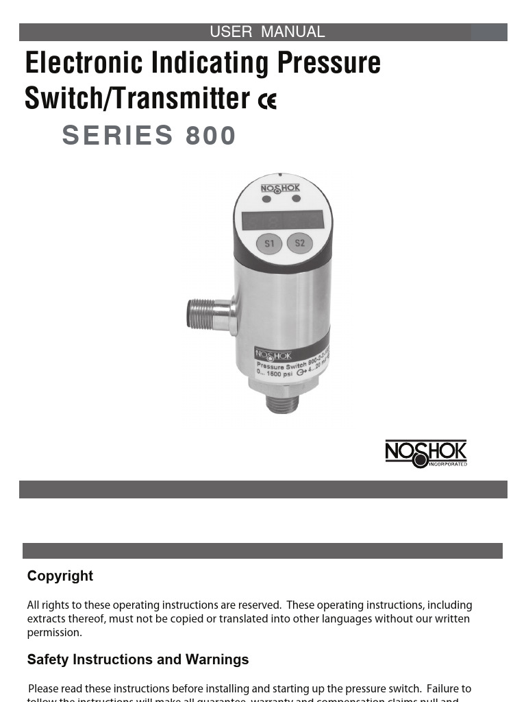 SERIE 800 NOSHOK SENSOR DE PRESION | PDF