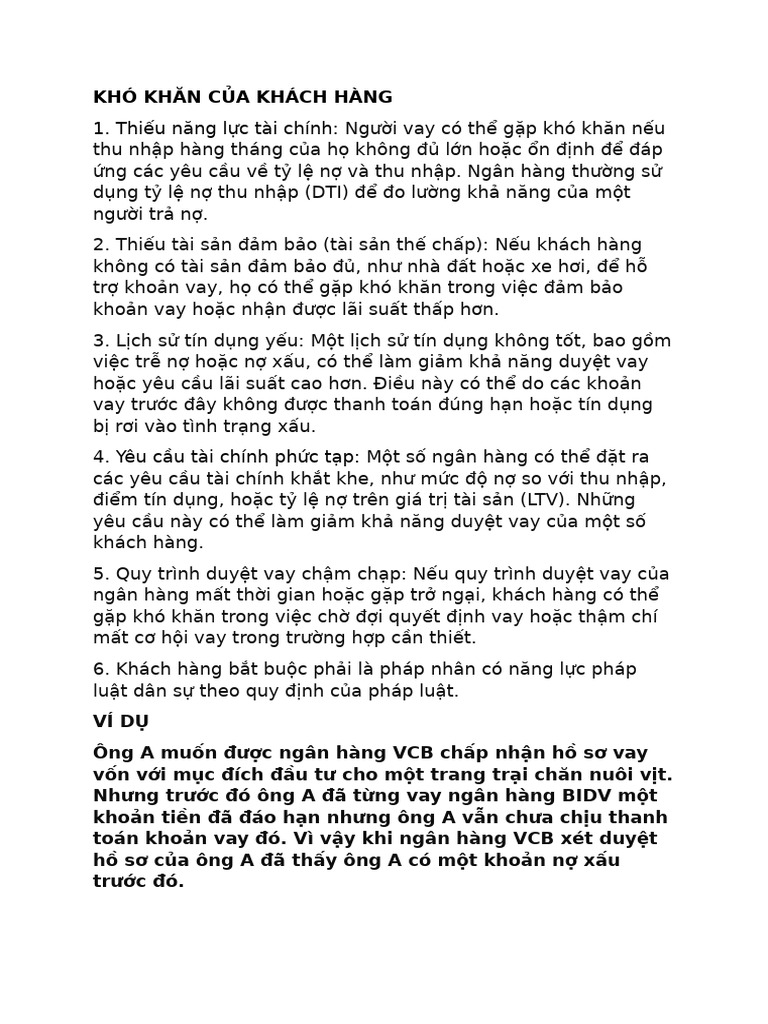 Khó Khăn C A Khách Hàng | PDF