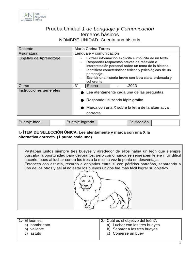2 PU1 Fabula, Caract Fisicas y Psicologicas, Escribir Texto. | PDF