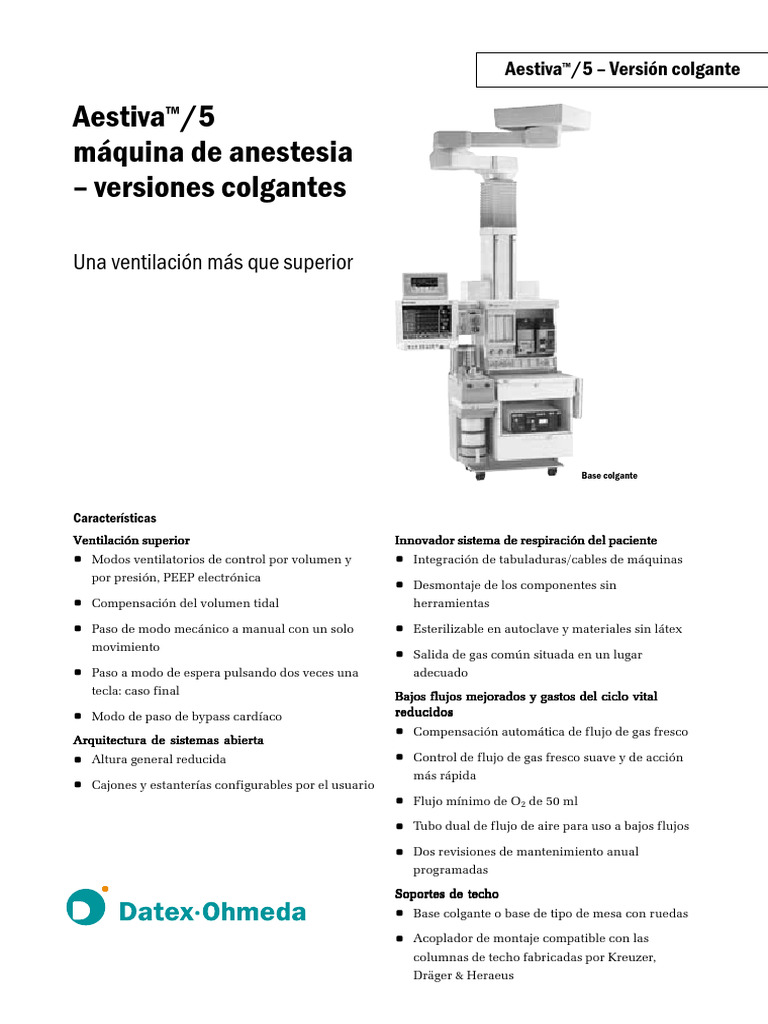 Aestiva-5-Máquina de Anestesia-Versiones Colgantes | PDF