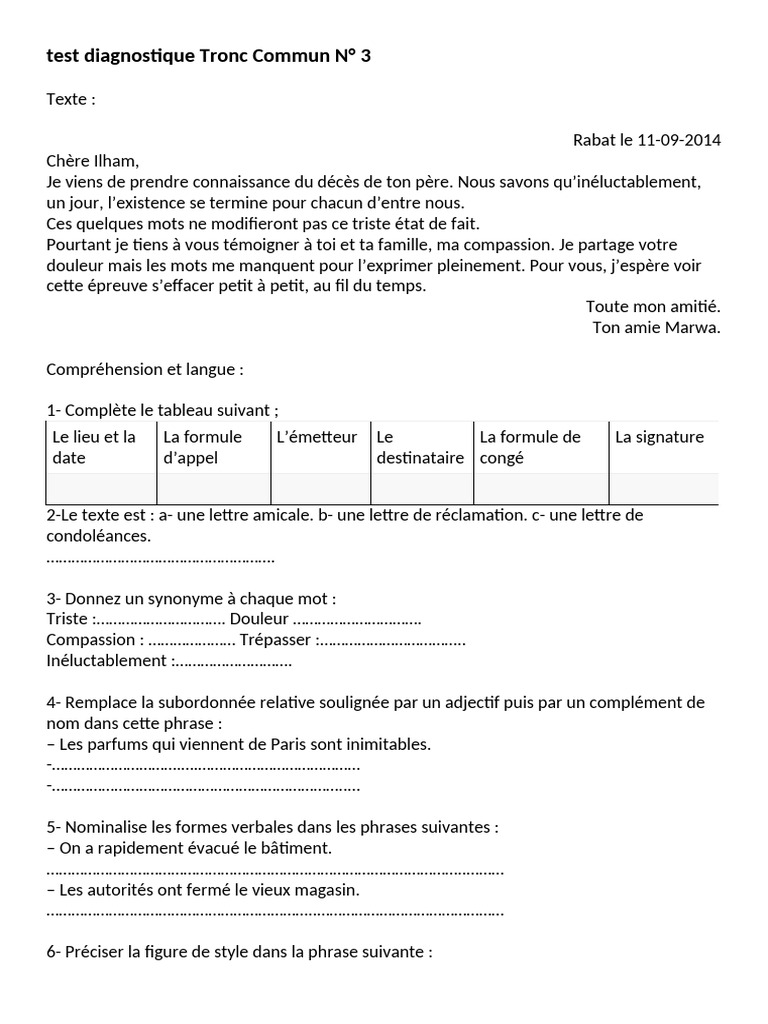 Test TC Lect - Lang 3 | PDF