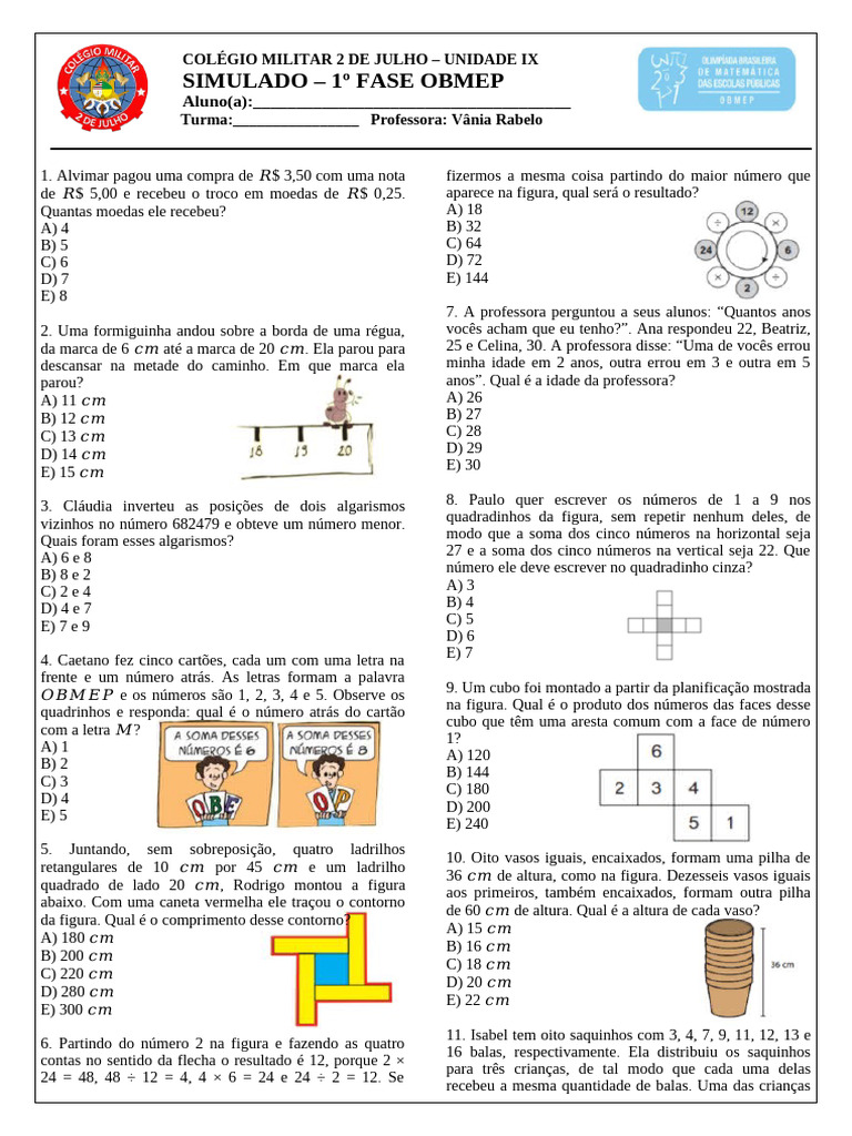 Simulado Obmep | PDF