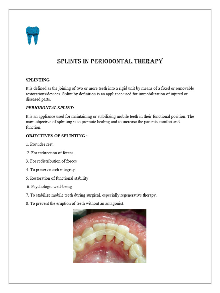 Splints in Periodontal Therapy | PDF