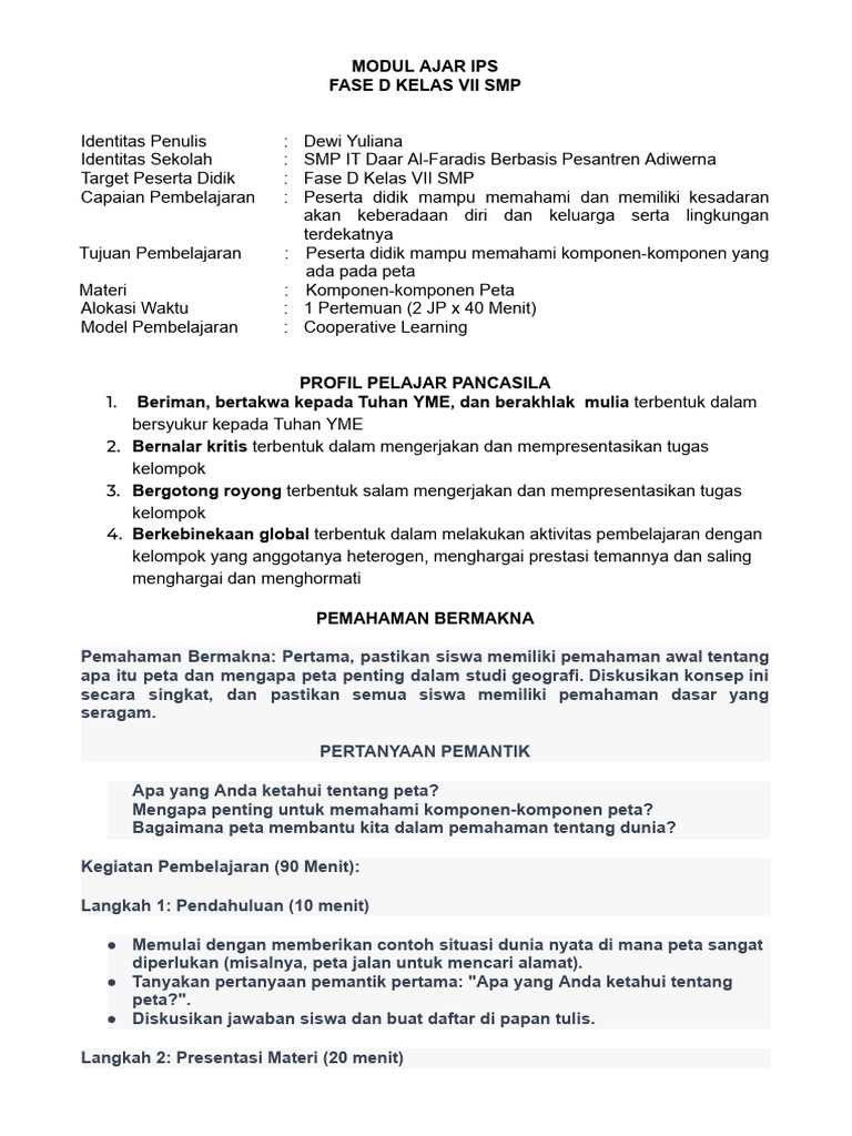 DEWI YULIANA - Modul Ajar (Template) | PDF