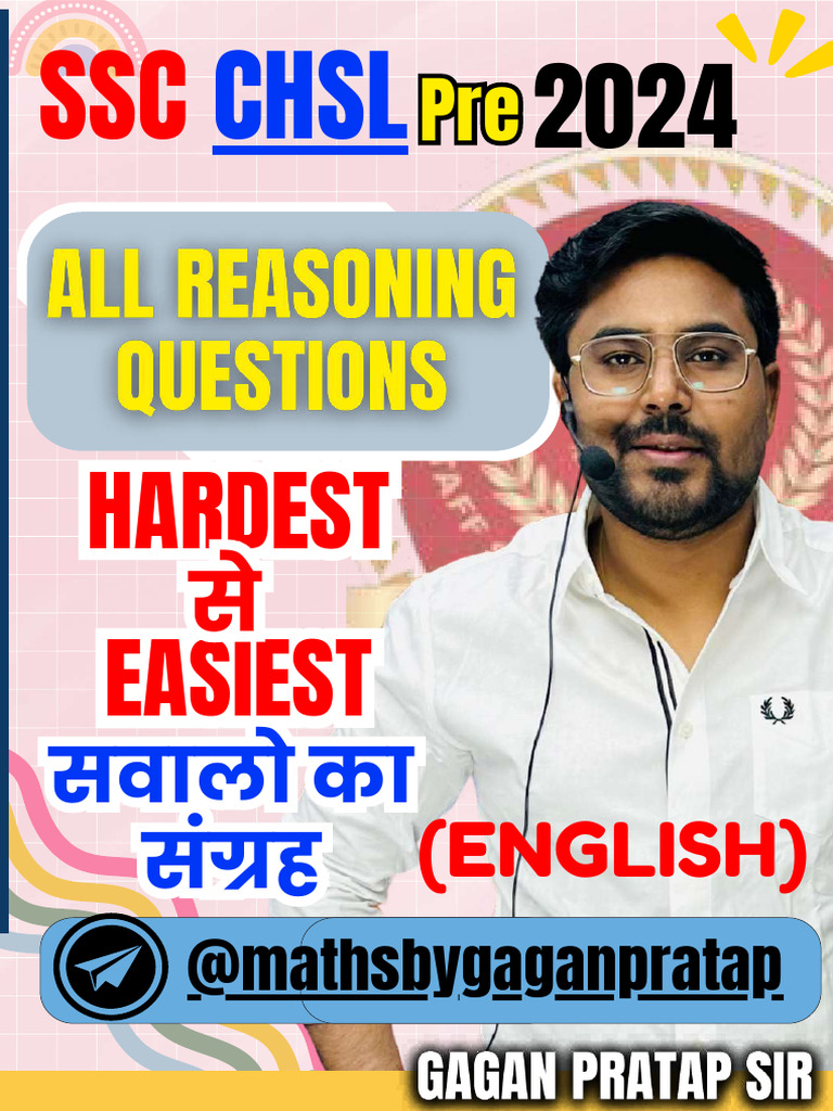 SSC CHSL PRE 2024 Reasoning Questions Hard To Easy (English) | PDF