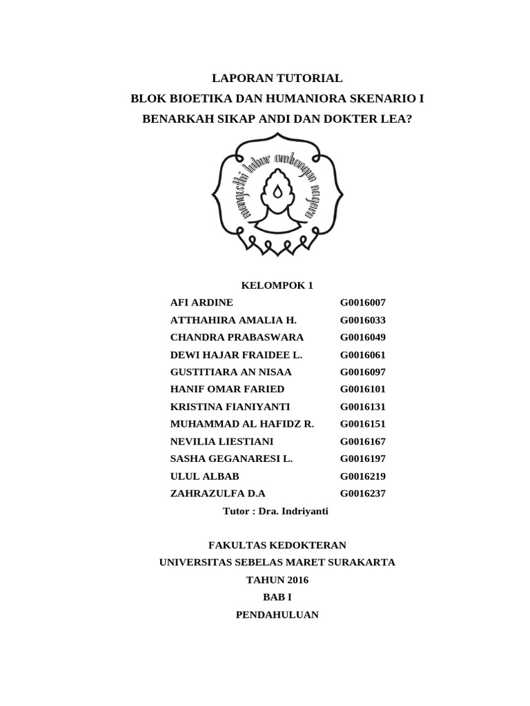 Laporan Tutorial Blok Bioetika Dan Humaniora Skenario I Benarkah Sikap Andi Dan Dokter Lea? | PDF