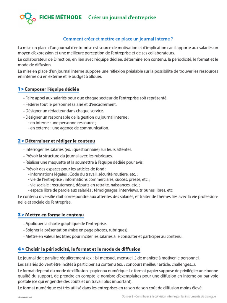Fiche Methode Creer Un Journal D Entreprise | PDF