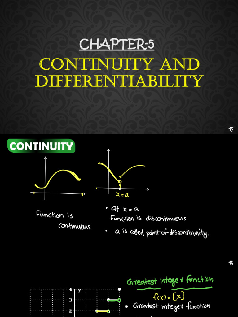 PS2 Board Maths ONE SHOT REVISION - Chapter 5. Continuity and Differentiability | PDF
