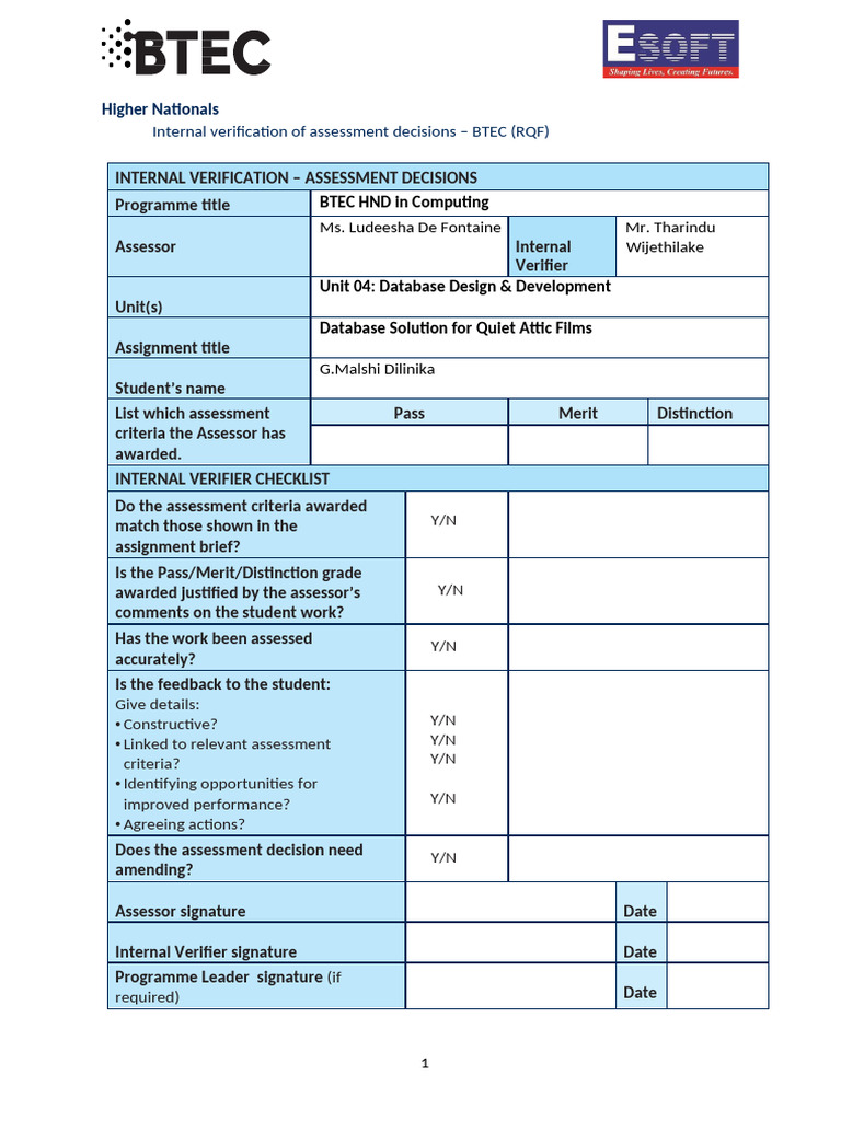 BTEC HND Computing Assessment | PDF | Databases | Relational Model
