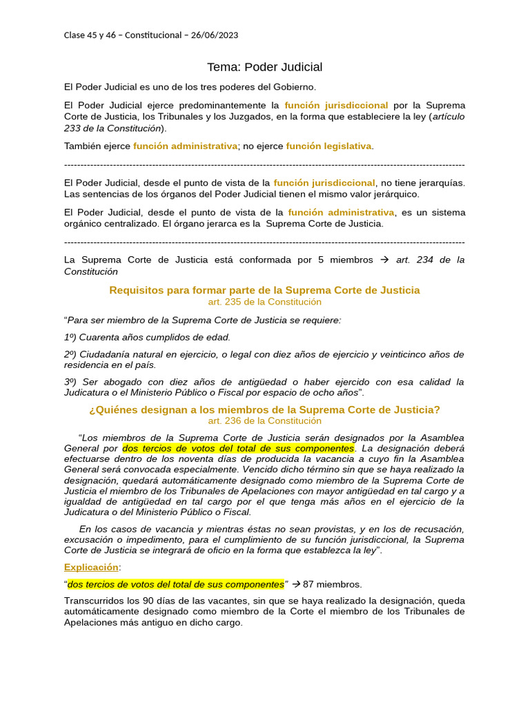 Clase 45 y 46 - Constitucional - Poder Judicial | PDF