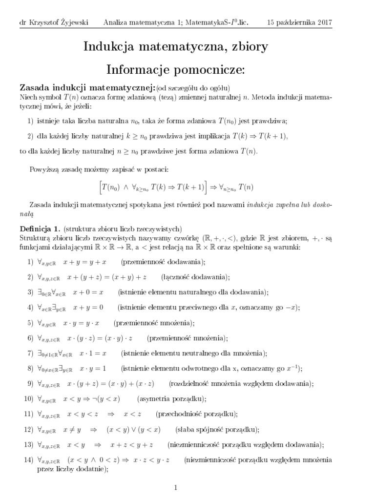 Indukcja Zbiory | PDF