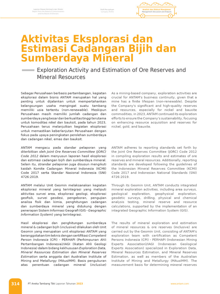 Data Cadangan Dan Sumberdaya Tahun 2023 | PDF