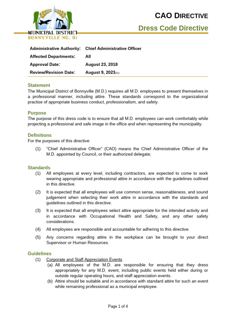 Dress Code Directive | PDF