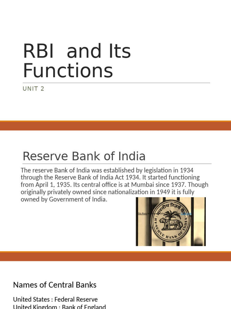 RBI and Its Functions Unit 2 | PDF