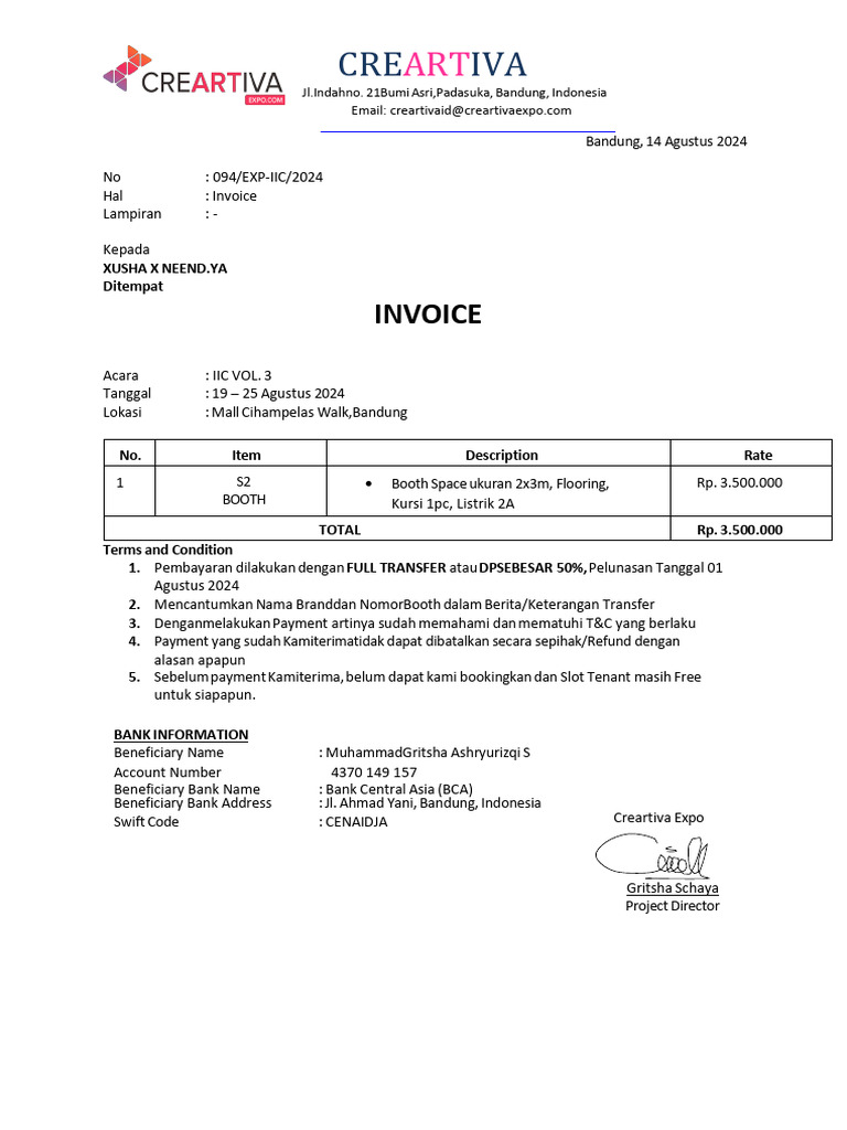 Invoice Iic - Xusha X Neend - Ya | PDF