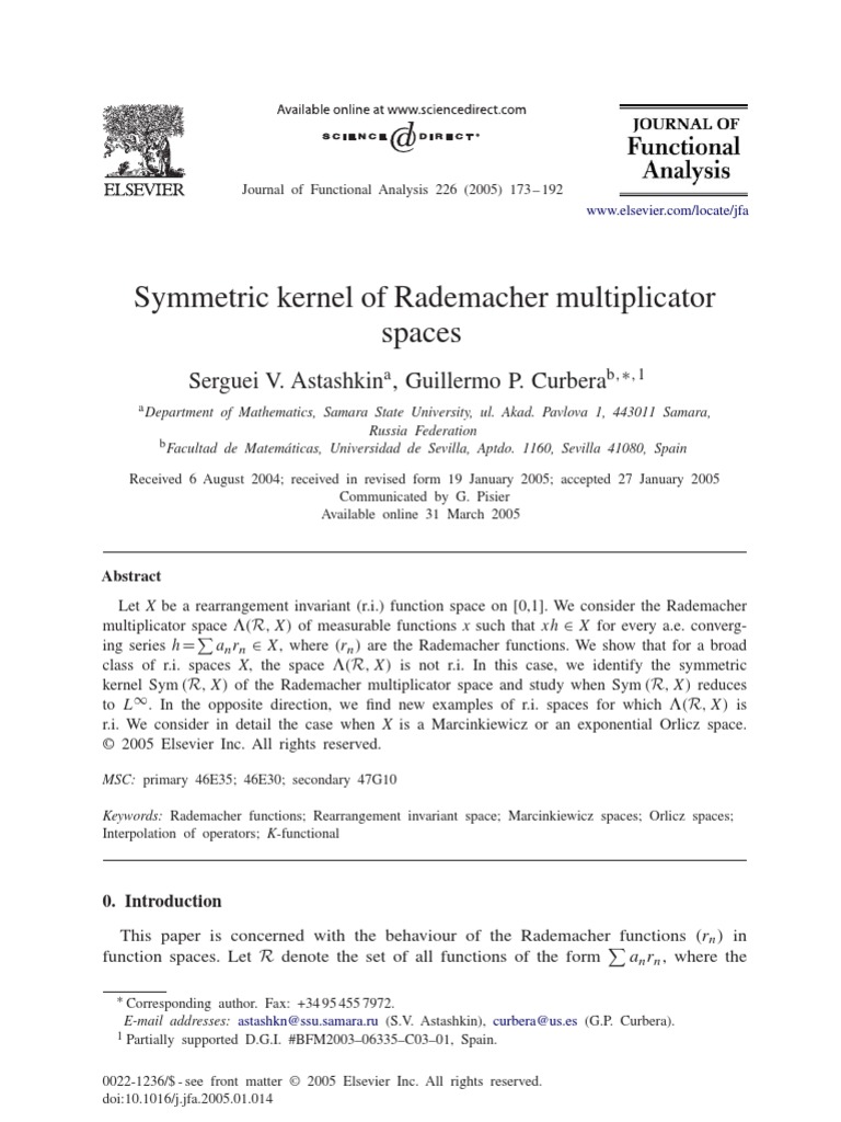 Serguei V. Astashkin and Guillermo P. Curbera - Symmetric Kernel of ...