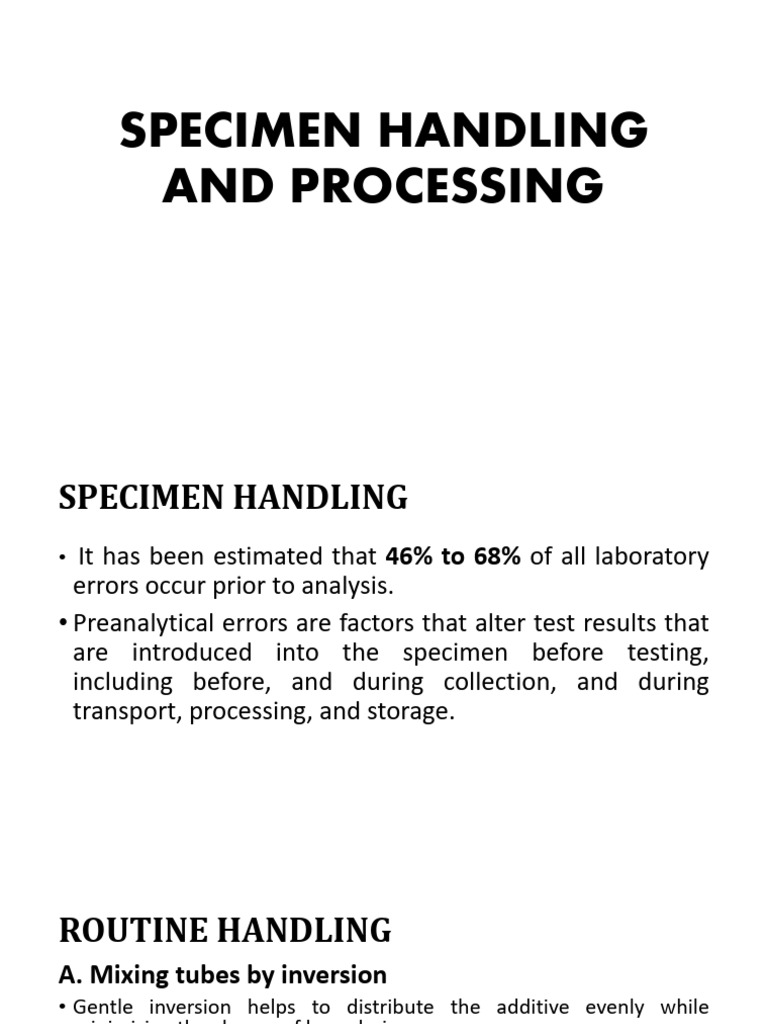 Specimen Handling and Processing | PDF