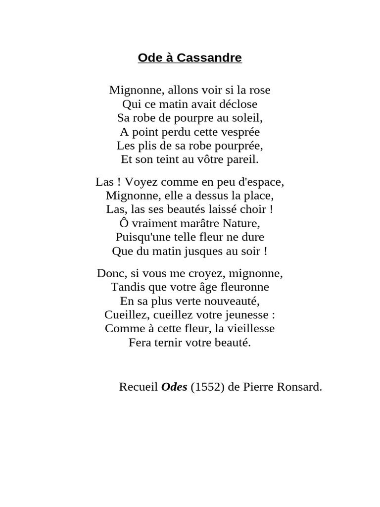 Ode à Cassandre | PDF