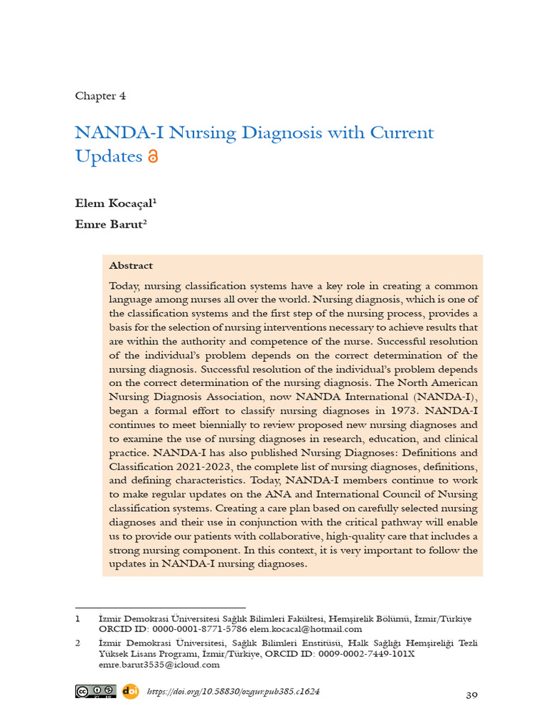 NANDA-I Nursing Diagnosis With Current Updates: Elem Kocaçal Emre Barut ...