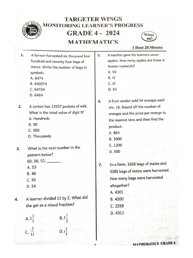 G4 TW 003 Maths | PDF