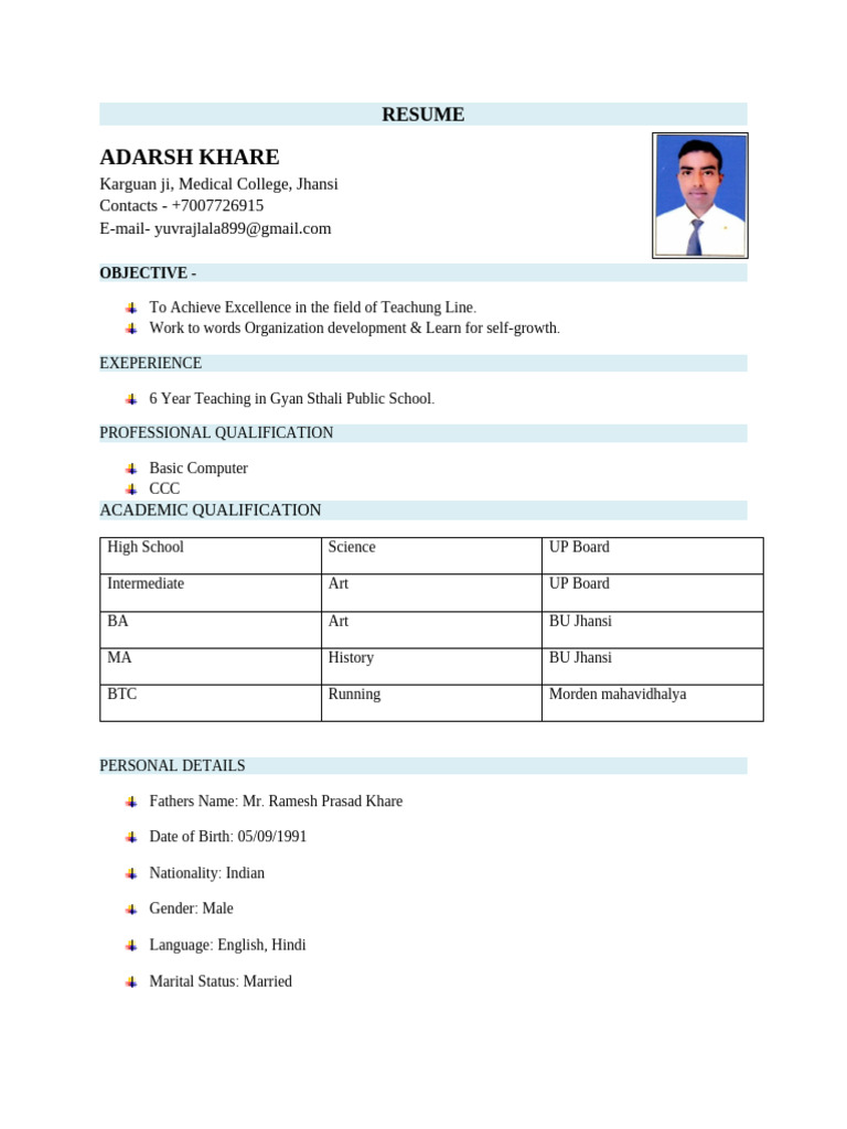 Adarsh Khare: Resume | PDF