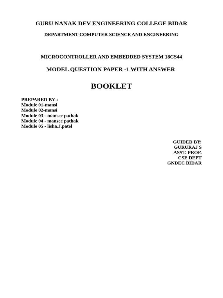 Model Question Paper 1 With Answer (18cs44) - 4thsem - Cse - Updated | PDF