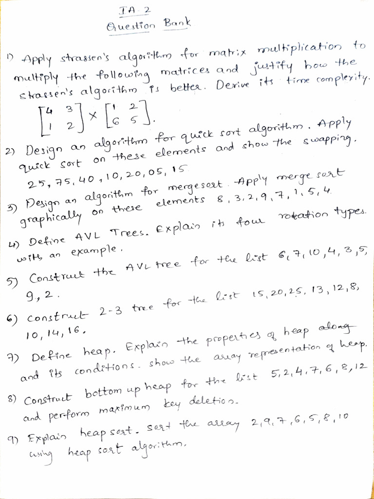 DAA question bank (1) | PDF DAA question bank (1) | PDF