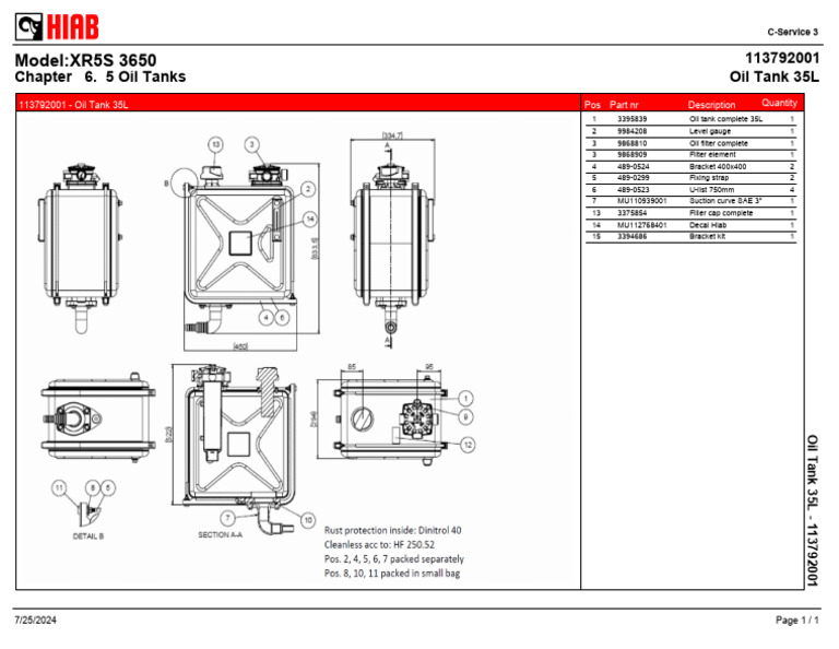 Hiab - XR5S Oil Tank 35L | PDF