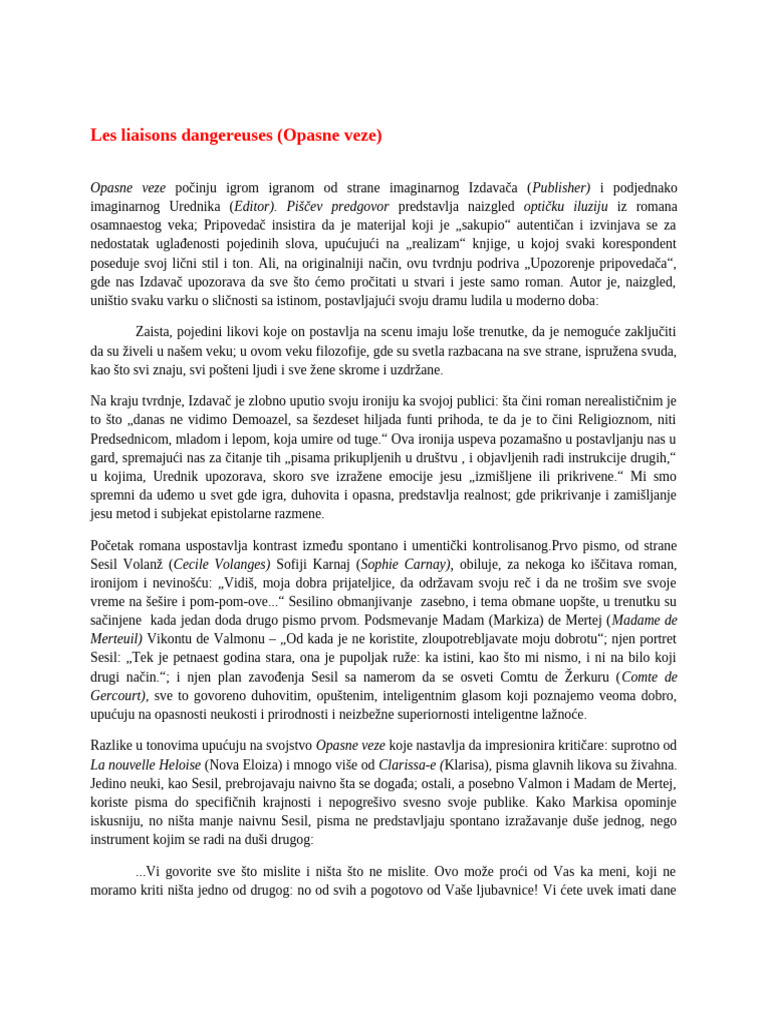 Les Liaisons Dangereuses - Opasne Veze | PDF