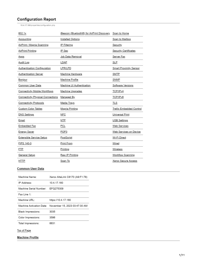 Altalink - Configuration Report | PDF