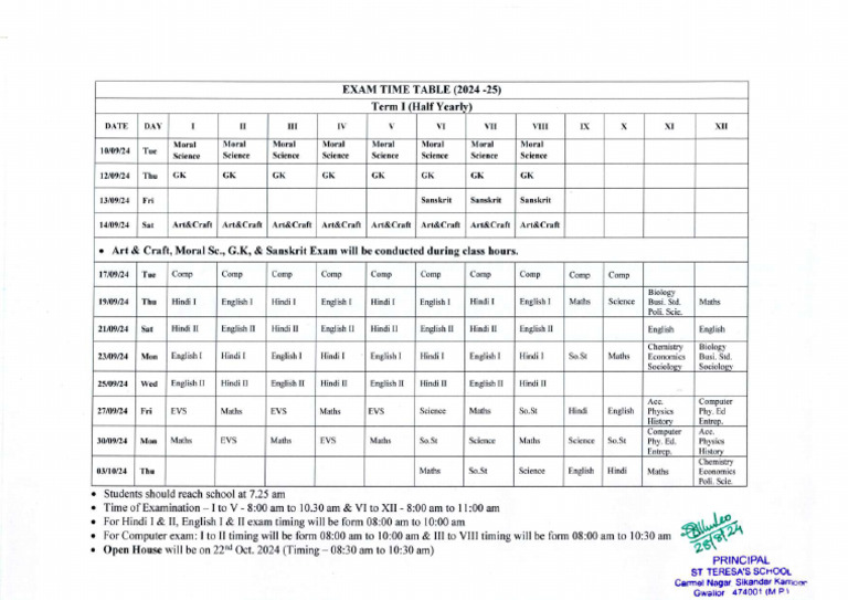 Exam Time Table (HY) 2 | PDF