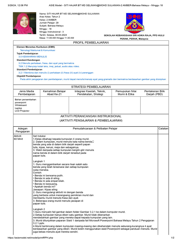 RPH BM TMK Tahun 2 | PDF