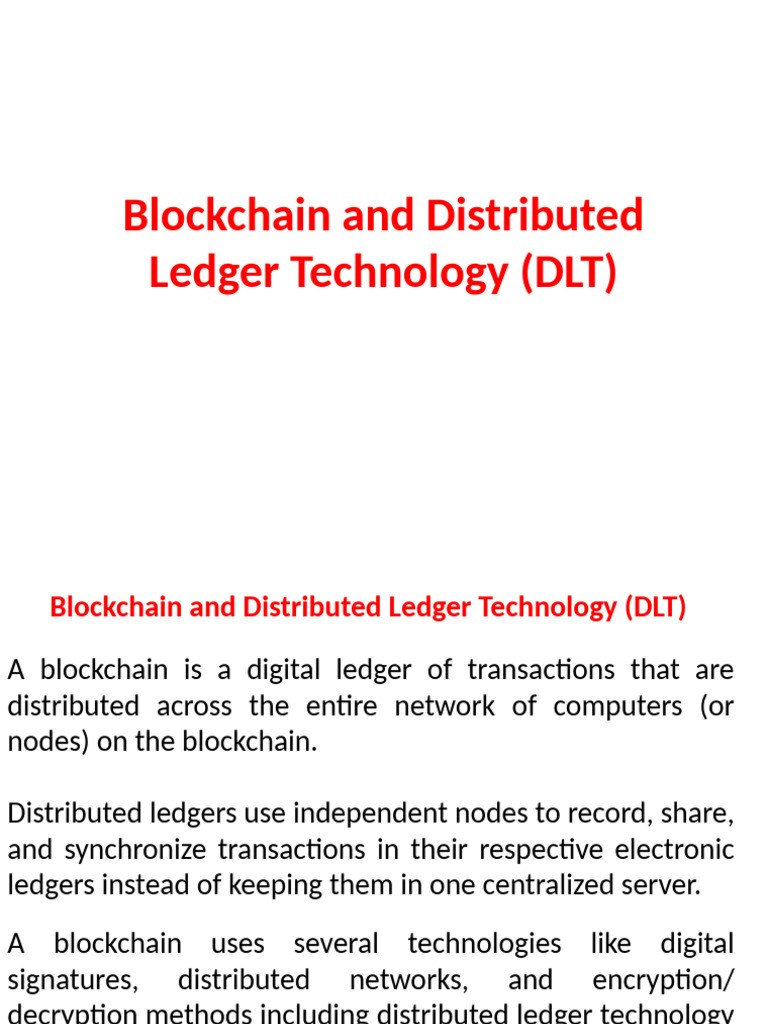 Blockchain And Distributed Ledger Technology Dlt Pdf Encryption Cryptography