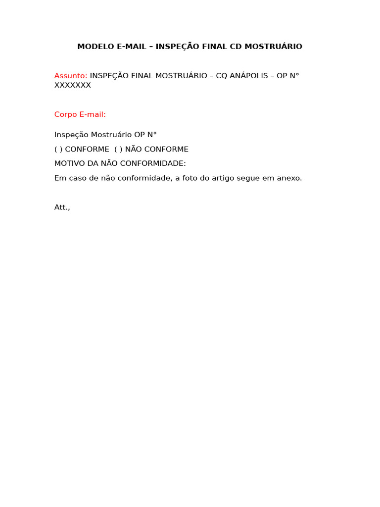 Modelo E-Mail Mostruário Anápolis | PDF