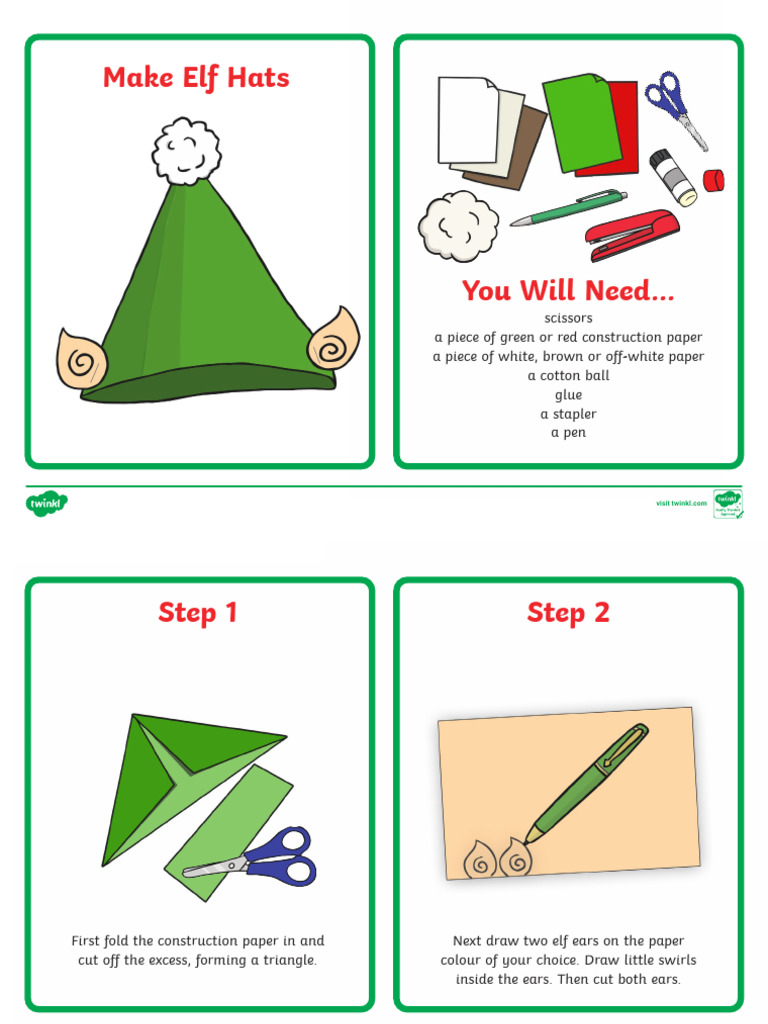 A4 Christmas Elves - Make Your Own Elf Hat | PDF