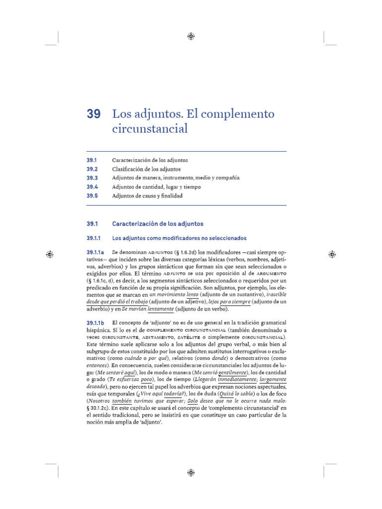 RAE 2010 Los Adjuntos. El Complemento Circunstancial | PDF