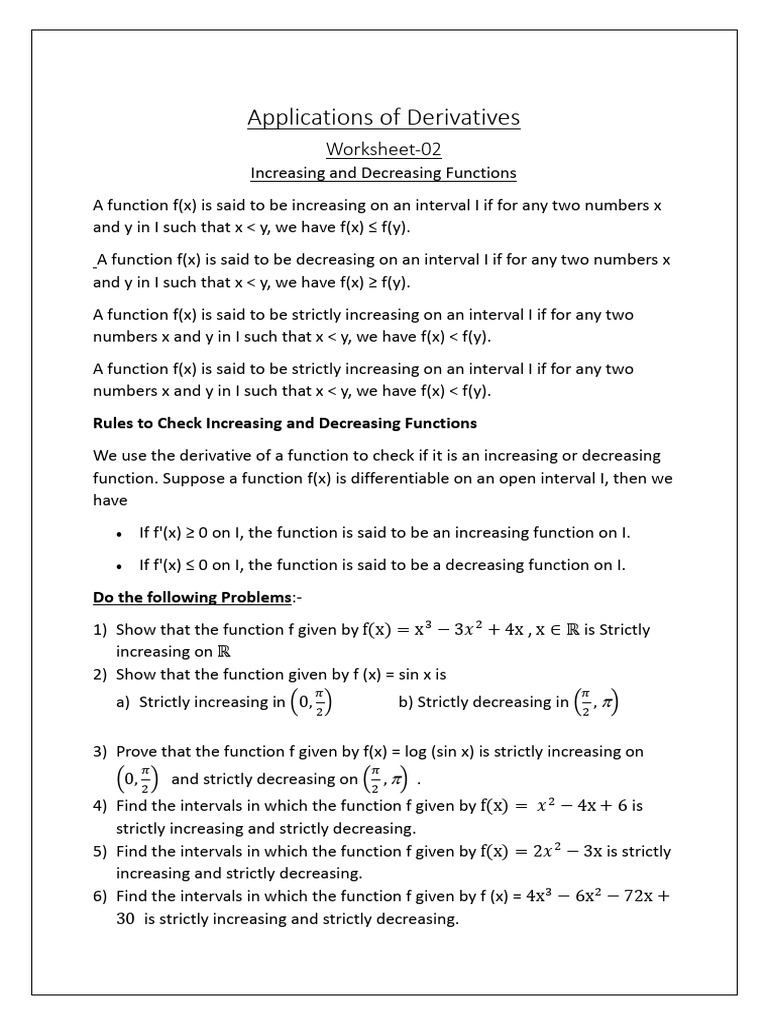 Increasing and Decreasing Functions | PDF