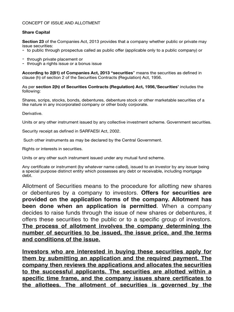 Allotment Of Shares Pdf
